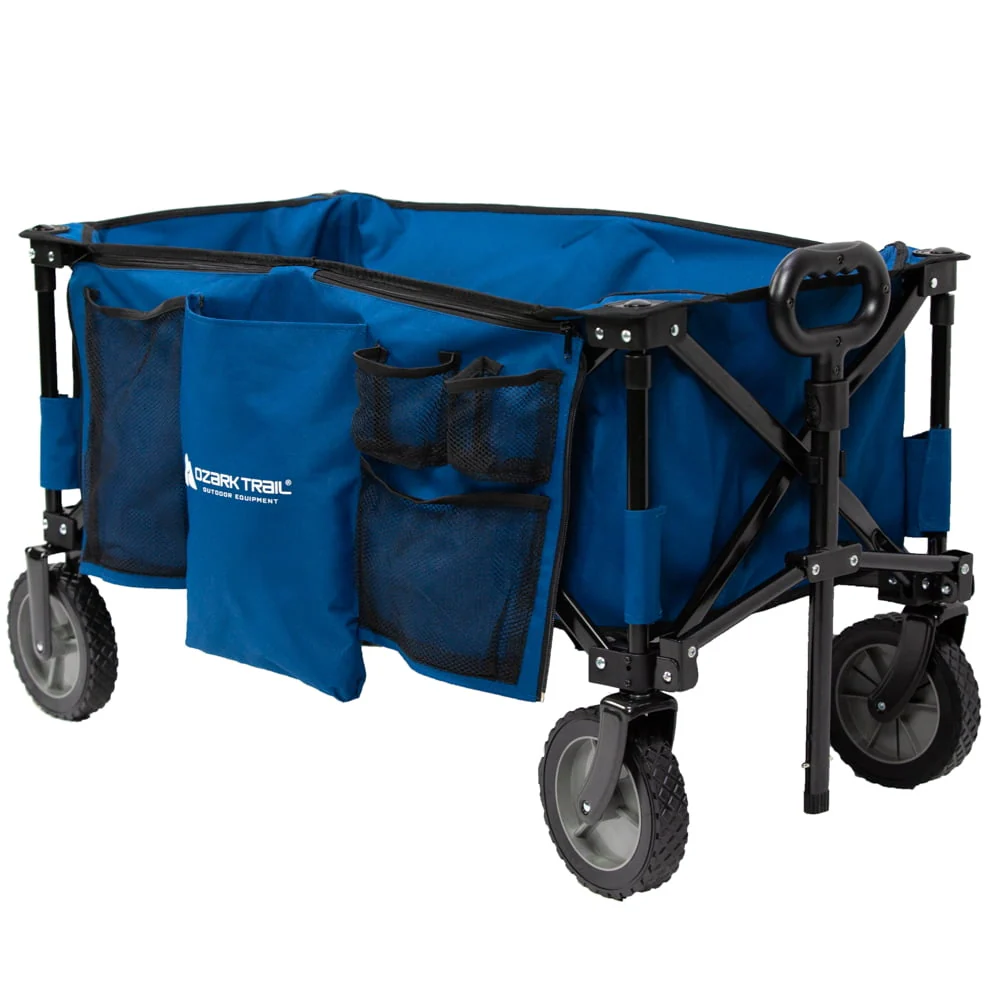 Ozark Trail Quad Fold Camping Wagon with Telescoping Handle, Blue ...