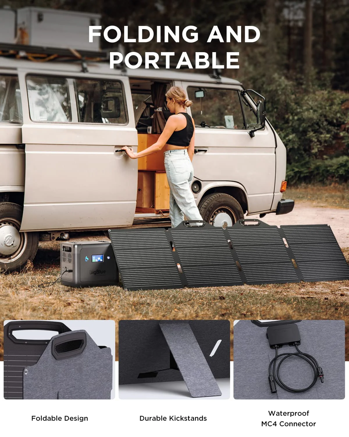 BigBlue 2500W Solar Generator with 200W Portable Solar Panel, 1843Wh ...