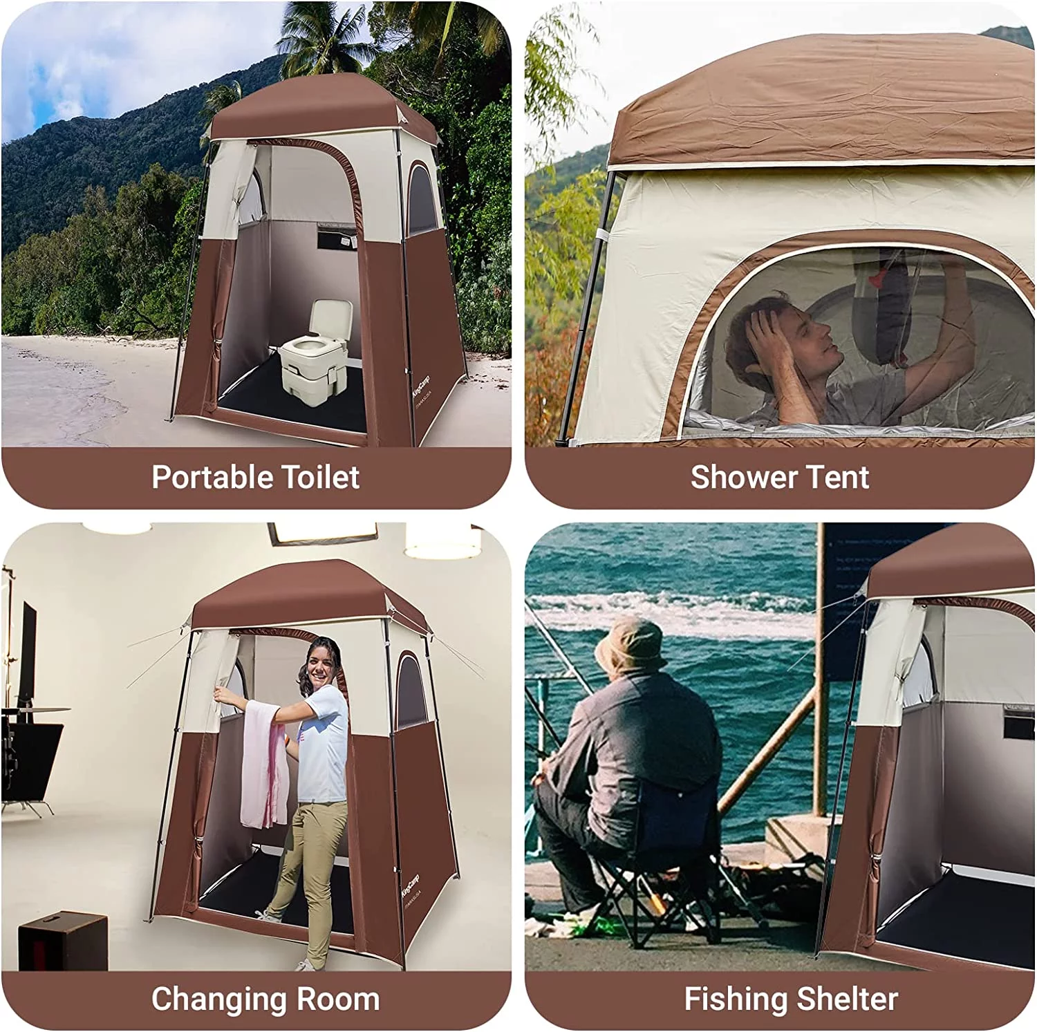 KingCamp Oversized Shower Tent Extra Wide 1 Room with Floor Waterproof ...