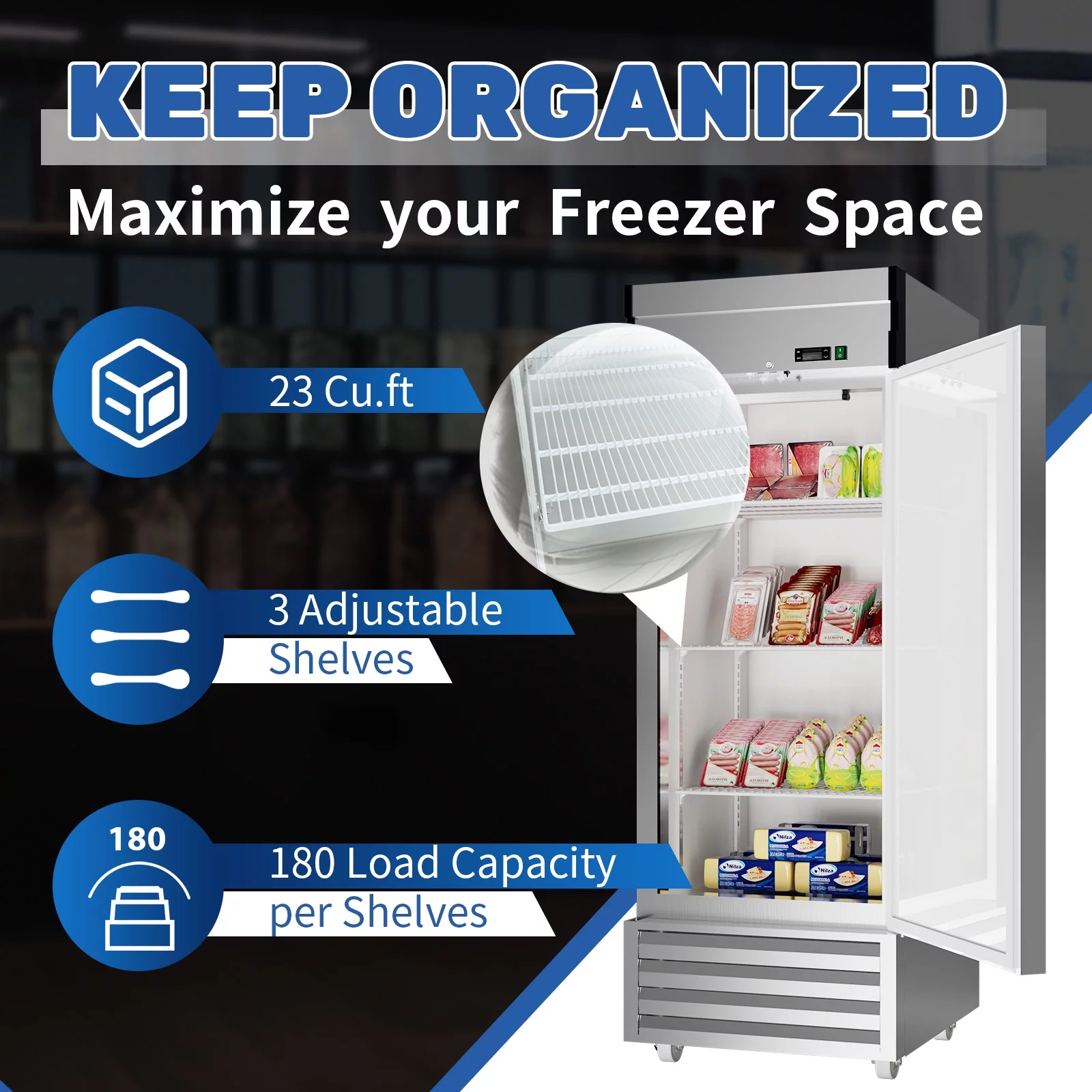 Chingoo 54" Commercial Refrigerator 2-Door, 49 Cu.Ft Reach-in Stainless ...