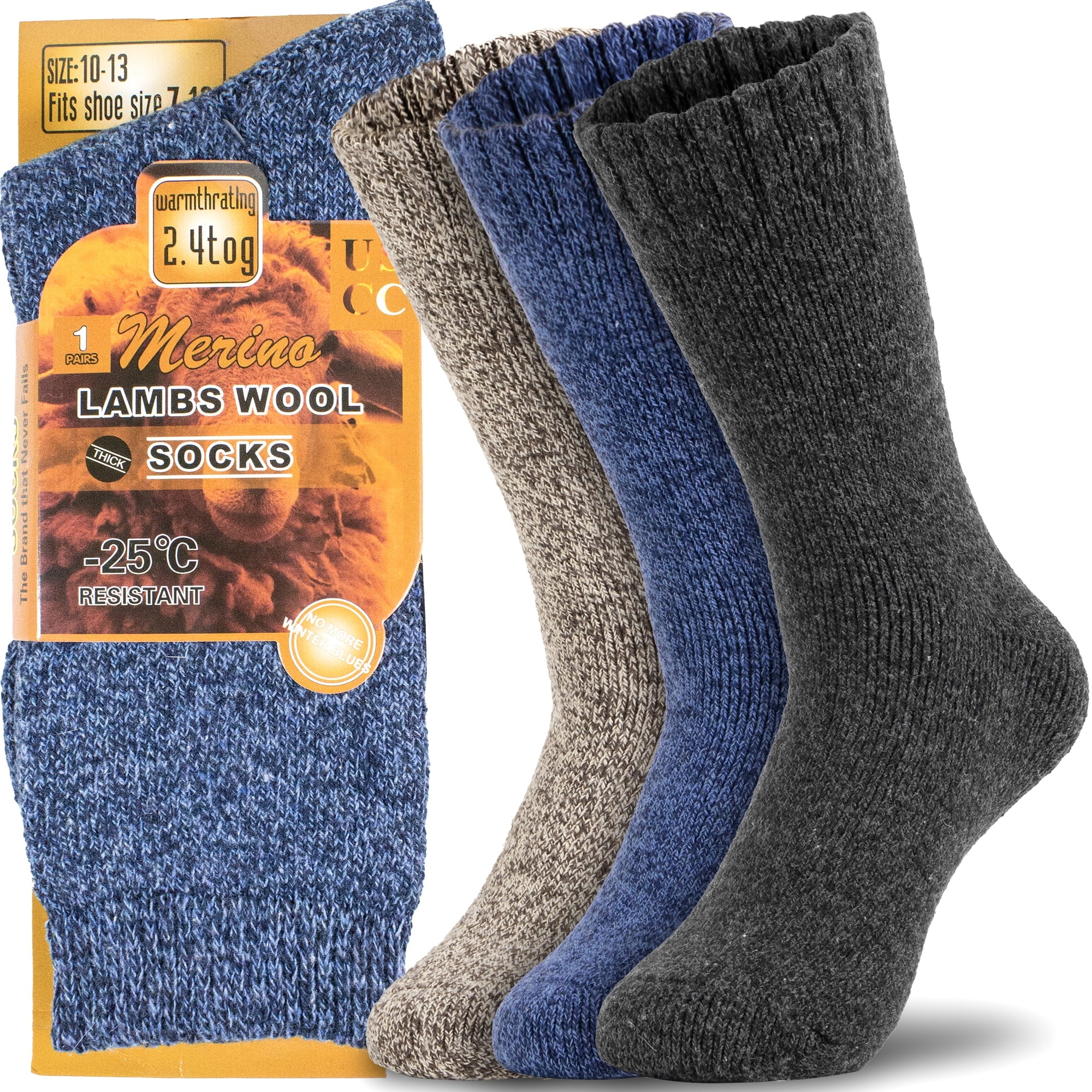 6 Pairs Men Wool Merino Winter Thermal Boot Thick Insulated Heated ...