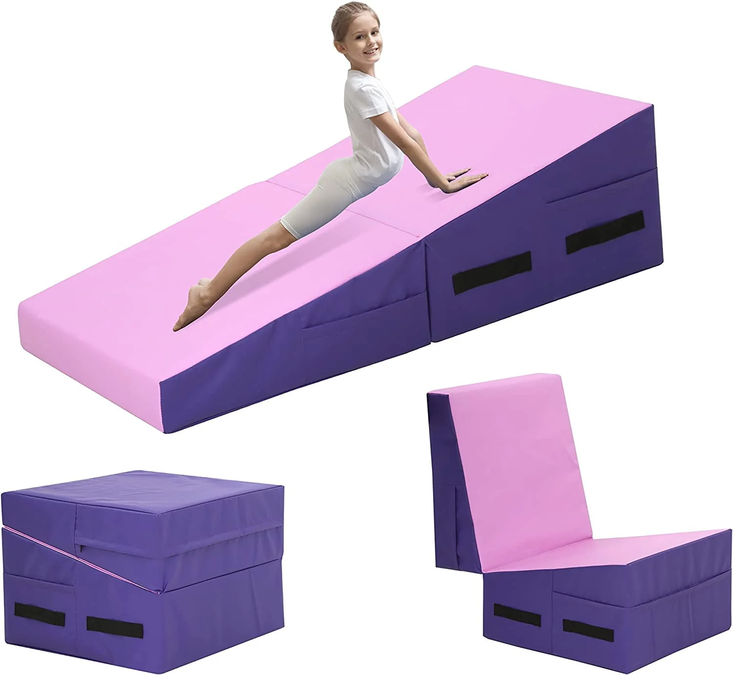 YRLLENSDAN 48x24 inch Large Incline Gymnastics Mat, Foldable Tumbling ...
