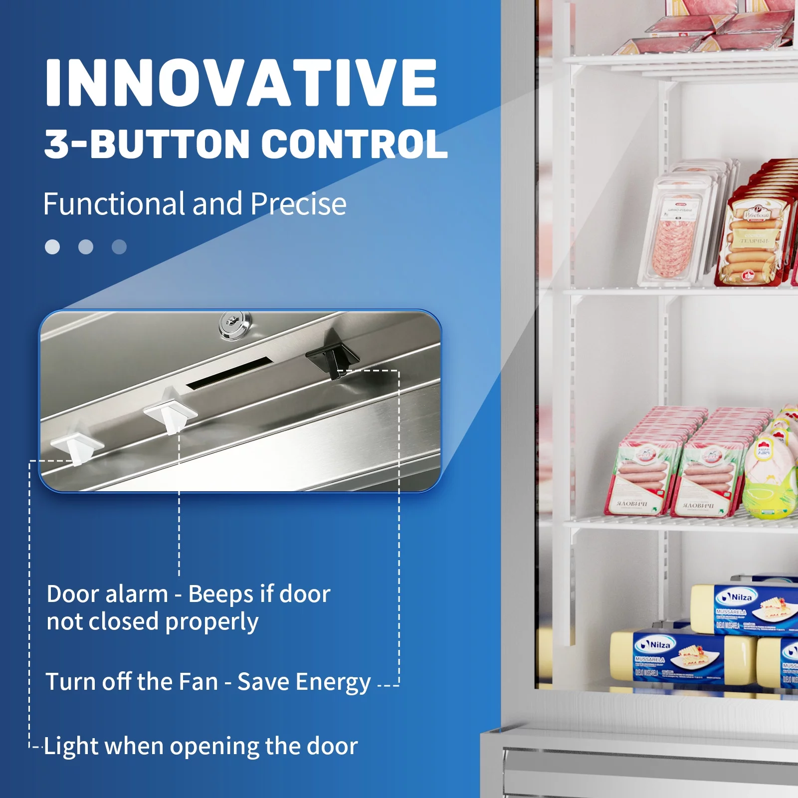 Chingoo 54" Commercial Refrigerator 2-Door, 49 Cu.Ft Reach-in Stainless ...