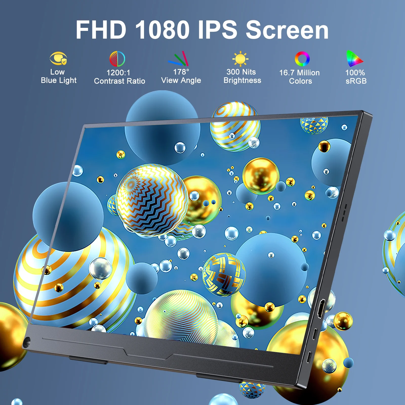 Portable Monitor Zero Frame, 15.6" Ultra Slim 1080P FHD 100% sRGB ...